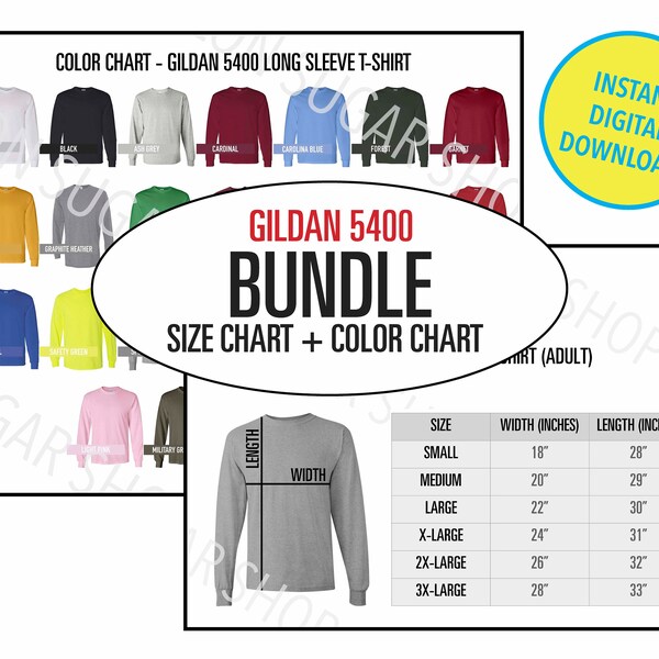 Gildan Long Sleeve Color Chart - Etsy