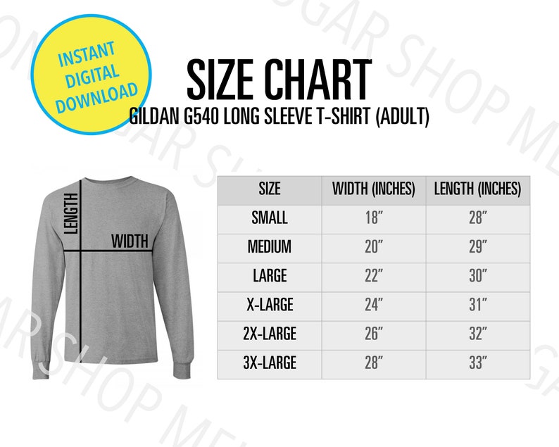 Gildan 5400 Size Chart | Gildan G540 Size Chart| Gildan Unisex Heavy ...
