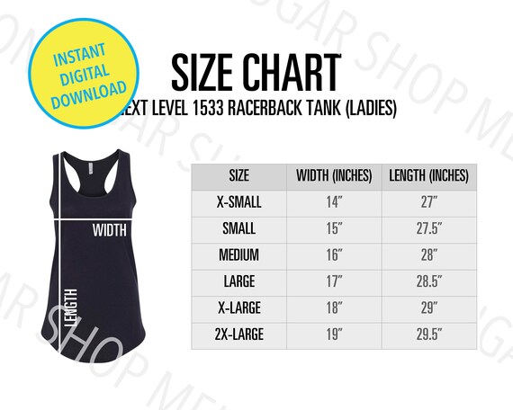 Next Level 1533 Size Chart Next Level Size Chart NEXT | Etsy