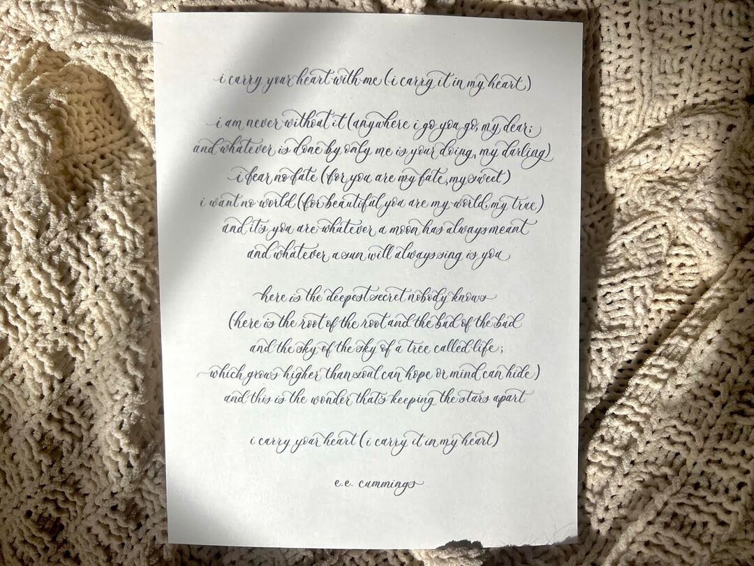 Custom Hand Lettered Calligraphy Print, Brush Lettering Calligraphy ...