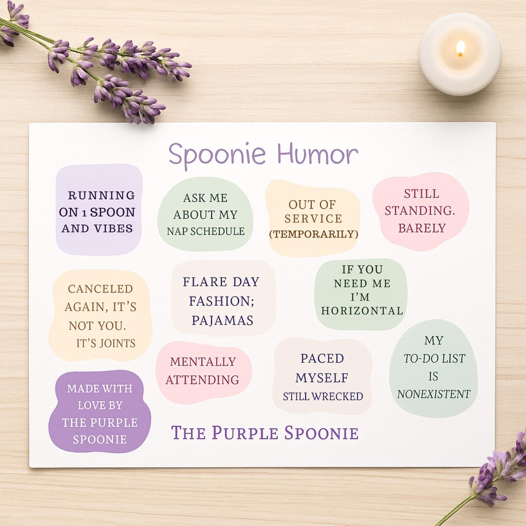 Spoonie Humor Sticker Sheet: Chronic Illness Affirmations, Self-care ...