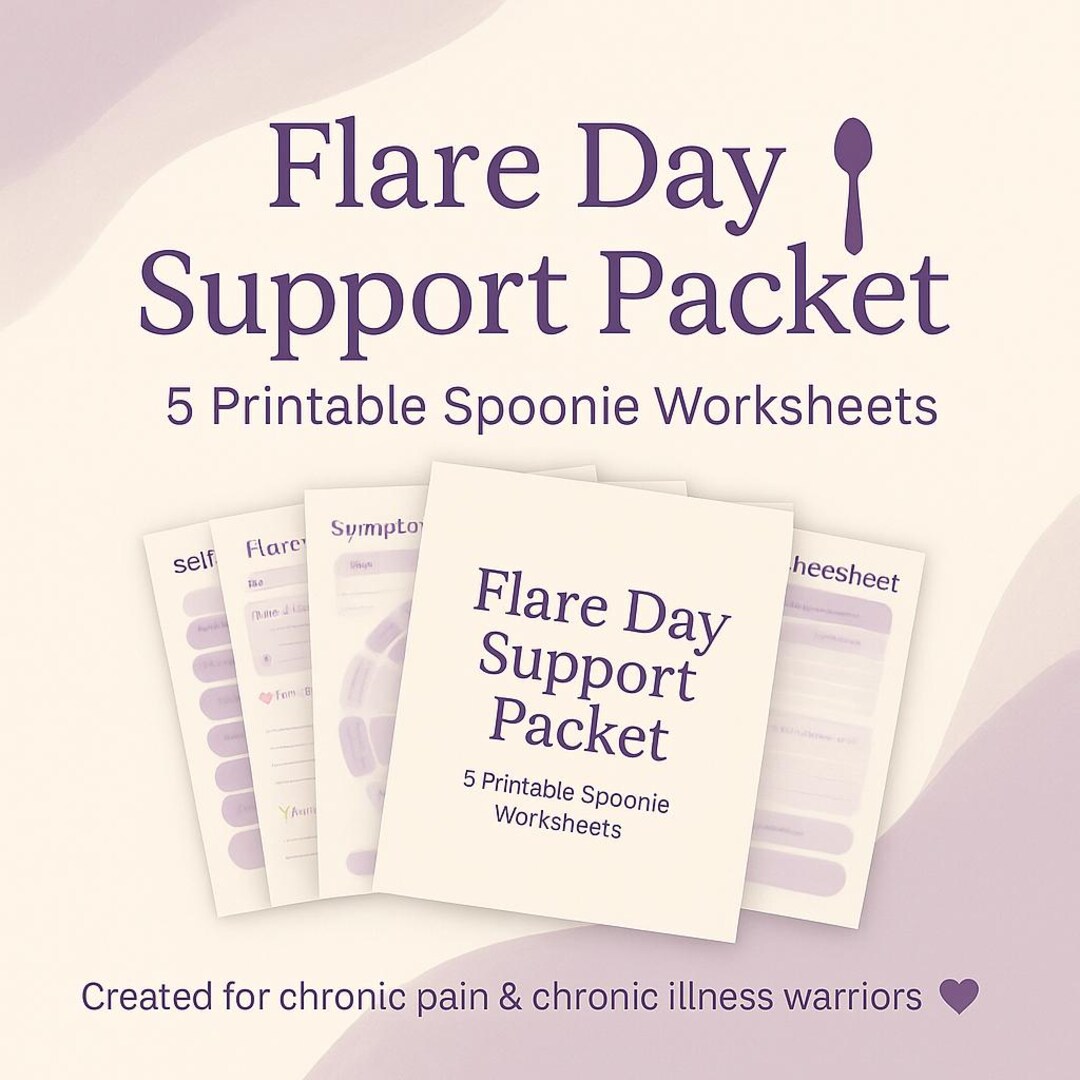Flare Day Support Packet | 5 Printable Spoonie Worksheets | Chronic ...