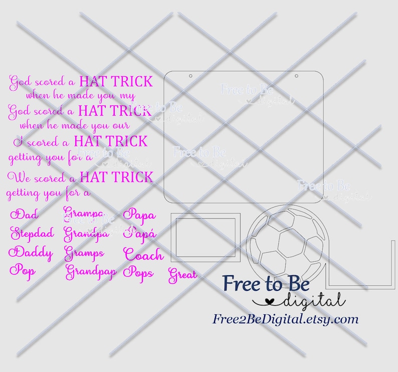 Soccer Fathers Day Hat Trick Cut File SVG for Glowforge Laser Cutters ...