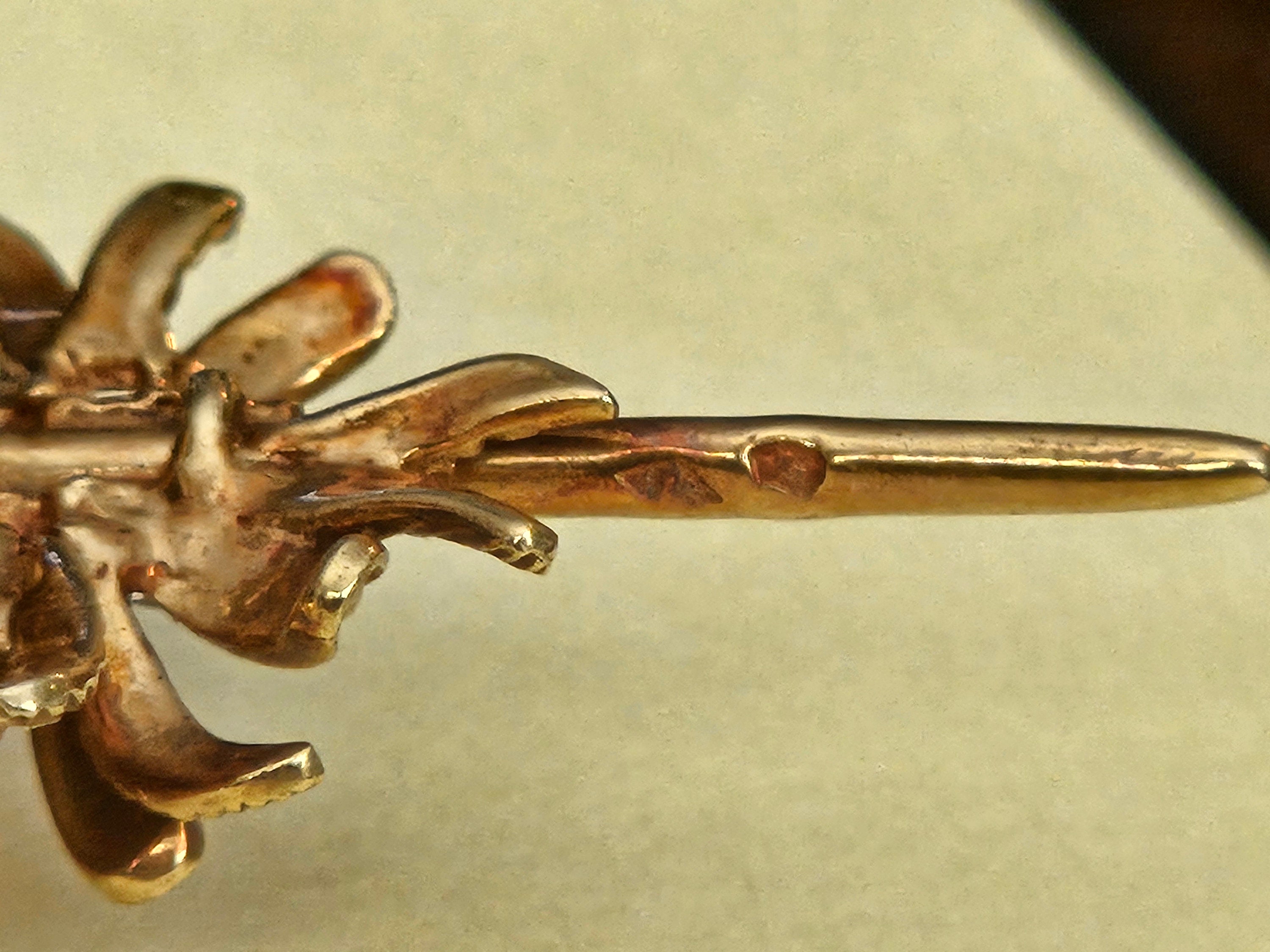 Pin Brooch 18k Gold France Diamonds Leaf J.e.caldwell Hallmarks - Etsy