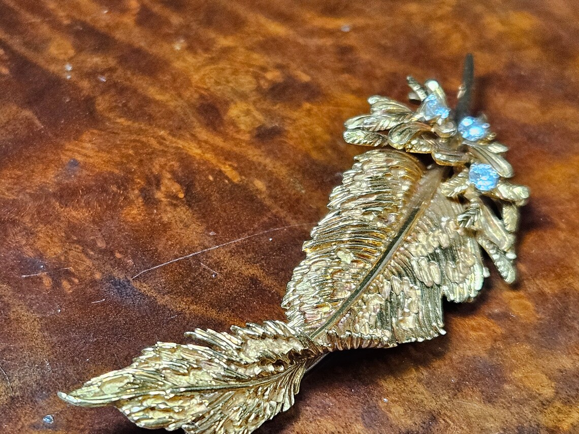 Pin Brooch 18k Gold France Diamonds Leaf J.e.caldwell Hallmarks - Etsy