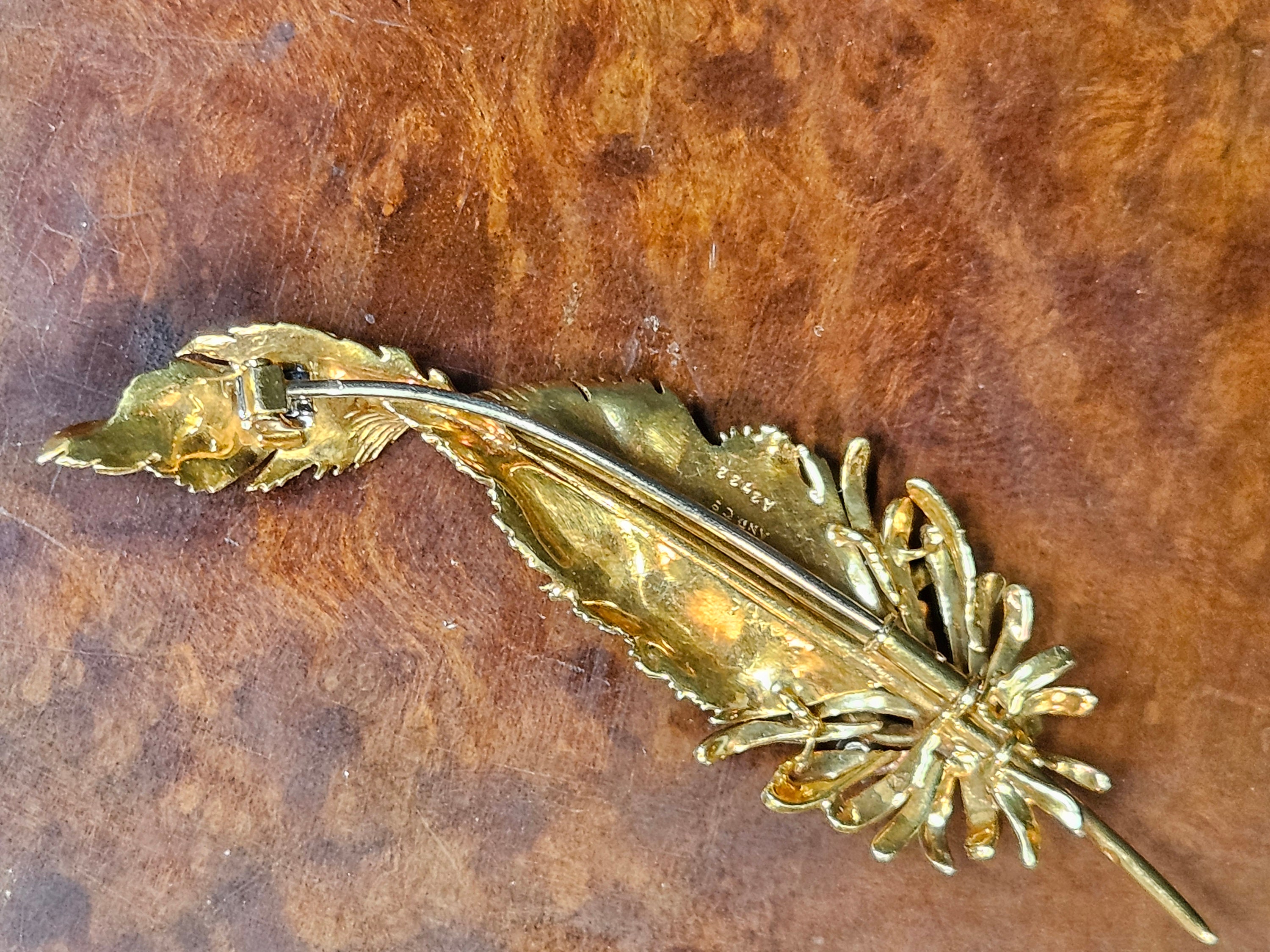 Pin Brooch 18k Gold France Diamonds Leaf J.e.caldwell Hallmarks - Etsy