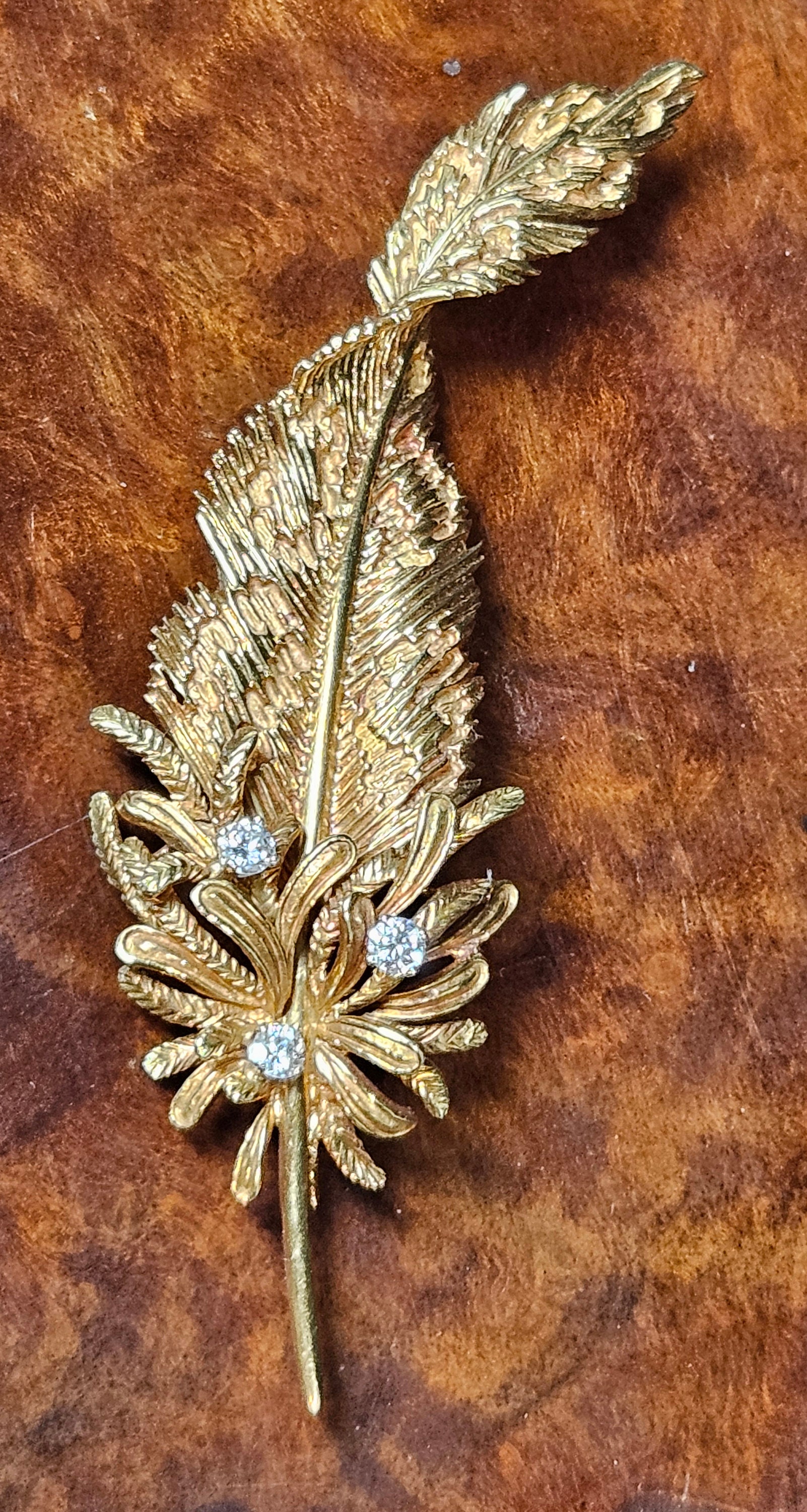 Pin Brooch 18k Gold France Diamonds Leaf J.e.caldwell Hallmarks - Etsy