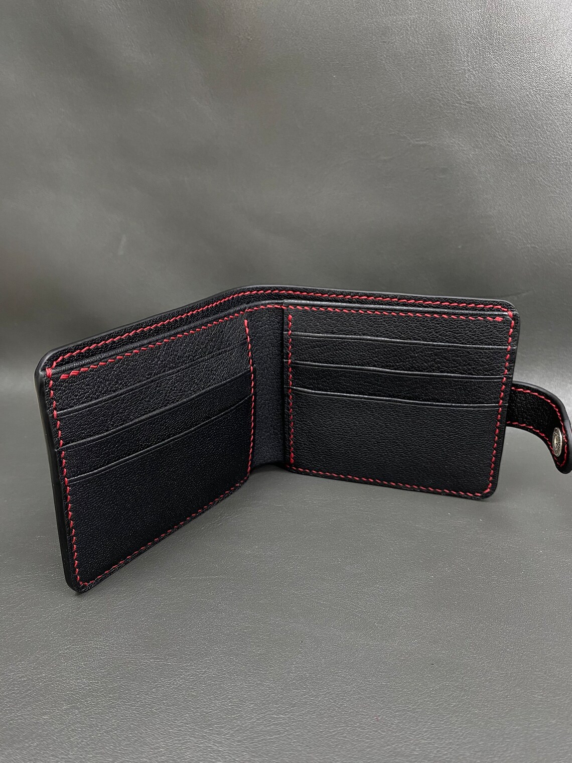 Saffiano Leather Bifold Wallet Black Red Luxury Wallet for - Etsy