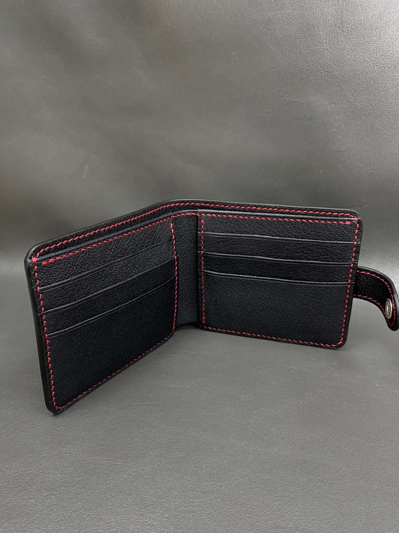 Saffiano Leather Bifold Wallet Black Red Luxury Wallet for - Etsy