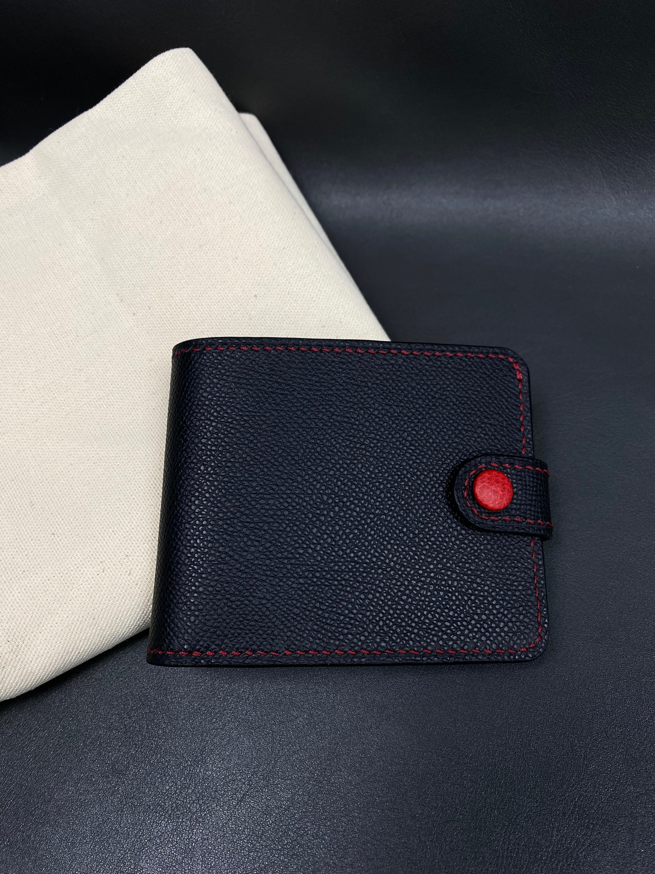 Saffiano Leather Bifold Wallet Black Red Luxury Wallet for - Etsy