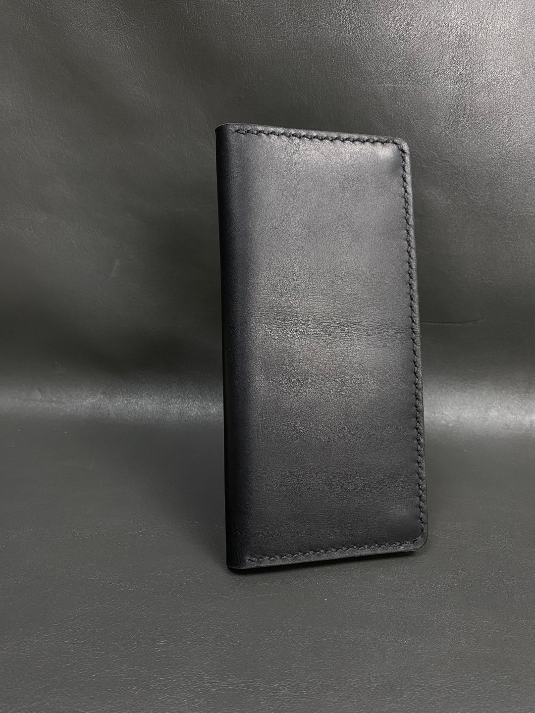 Black Long Leather Wallets, Unisex Bifold Wallet, Purse for Him, Gift ...