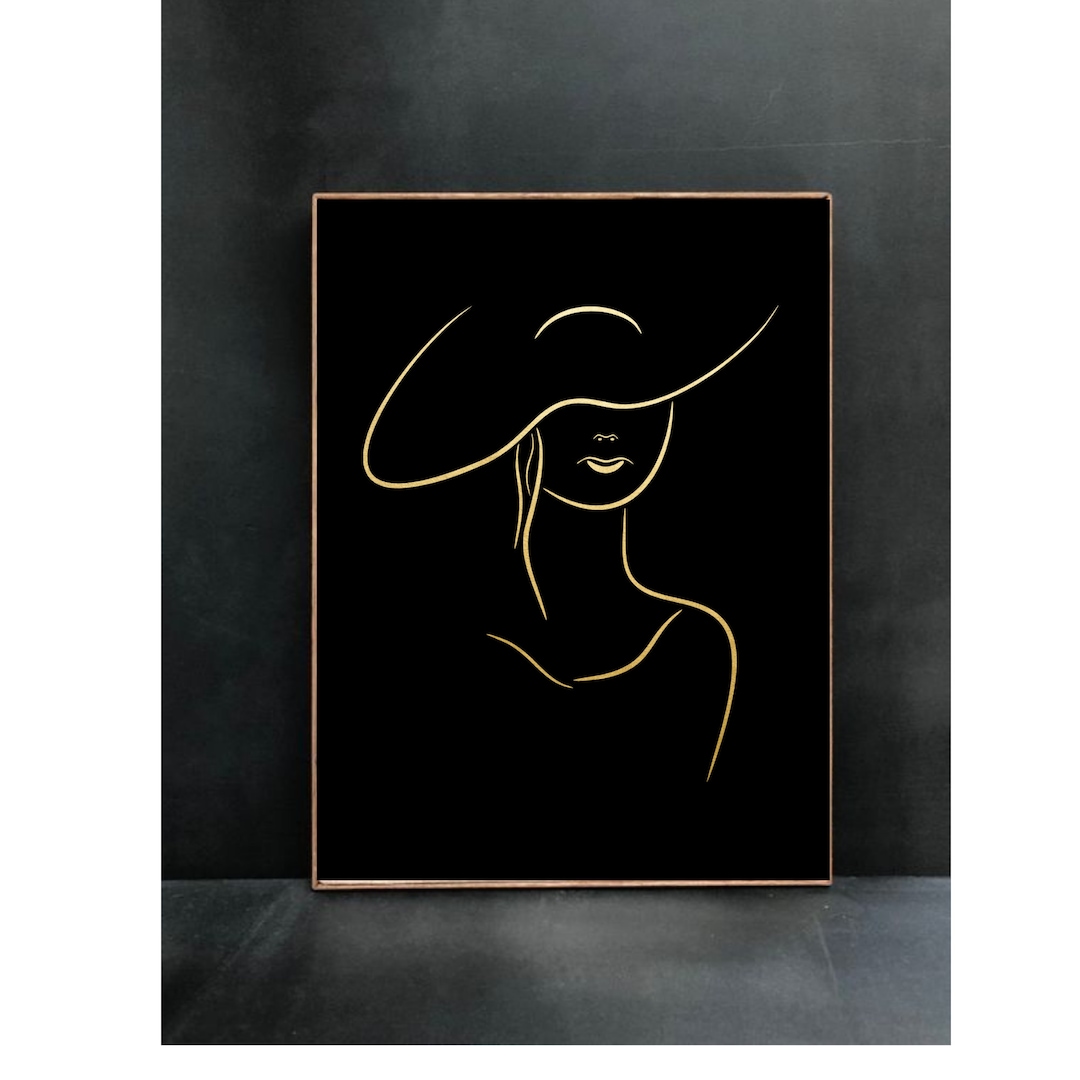 Gold Line Art Woman ,female Minimalist Digital,woman,printable Wall Art ...