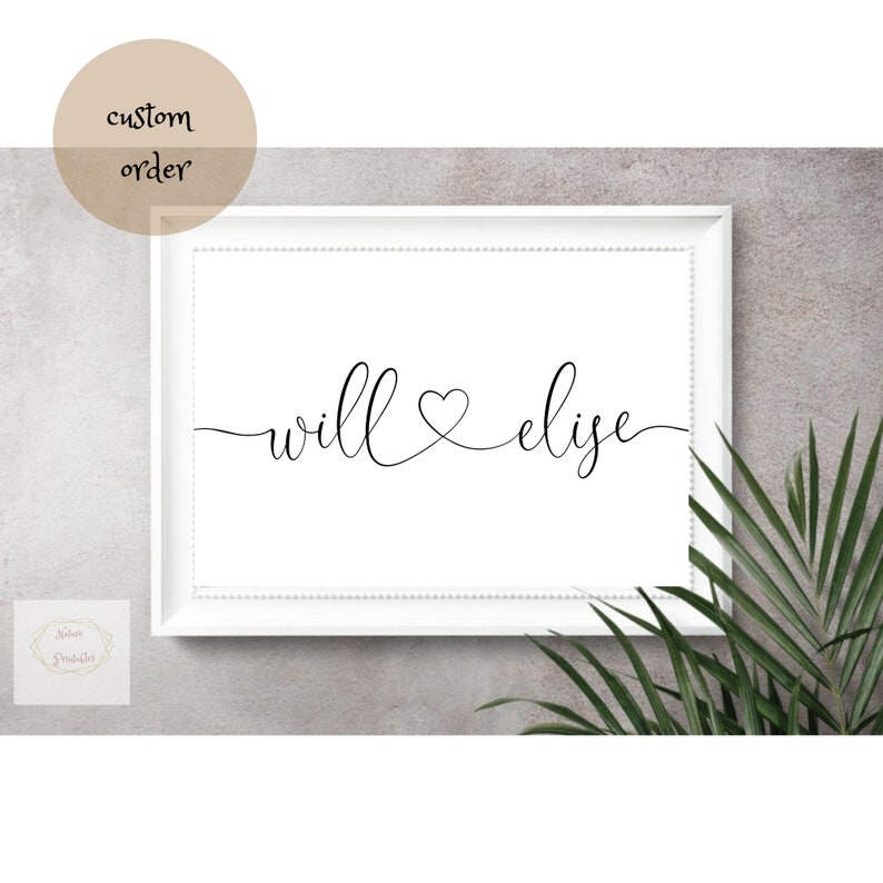 Personalized Couple Name Art Couple Names Printable Art | Etsy