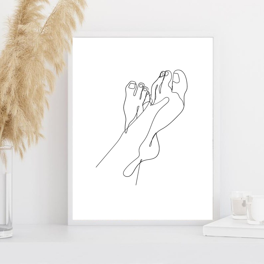Crossed Feet One Line Art, Crossed Feet Body Line Drawing Print ...