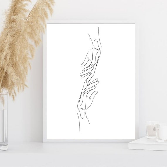 Holding Hands One Line Artholding Hands Line Drawing | Etsy