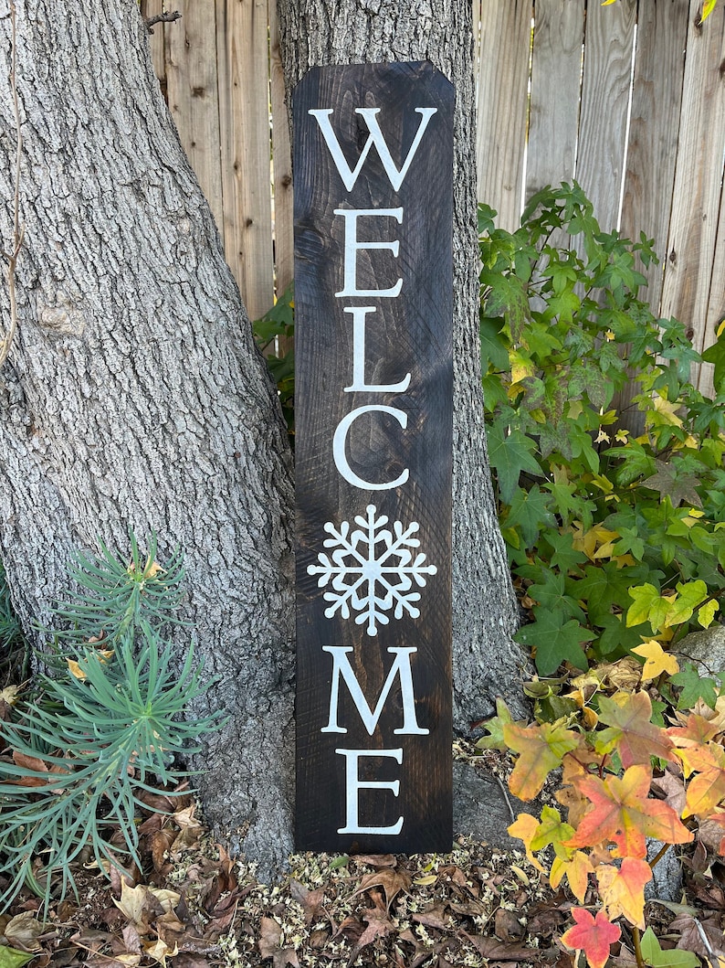 Welcome Leaning Snow Flake Sign - Etsy