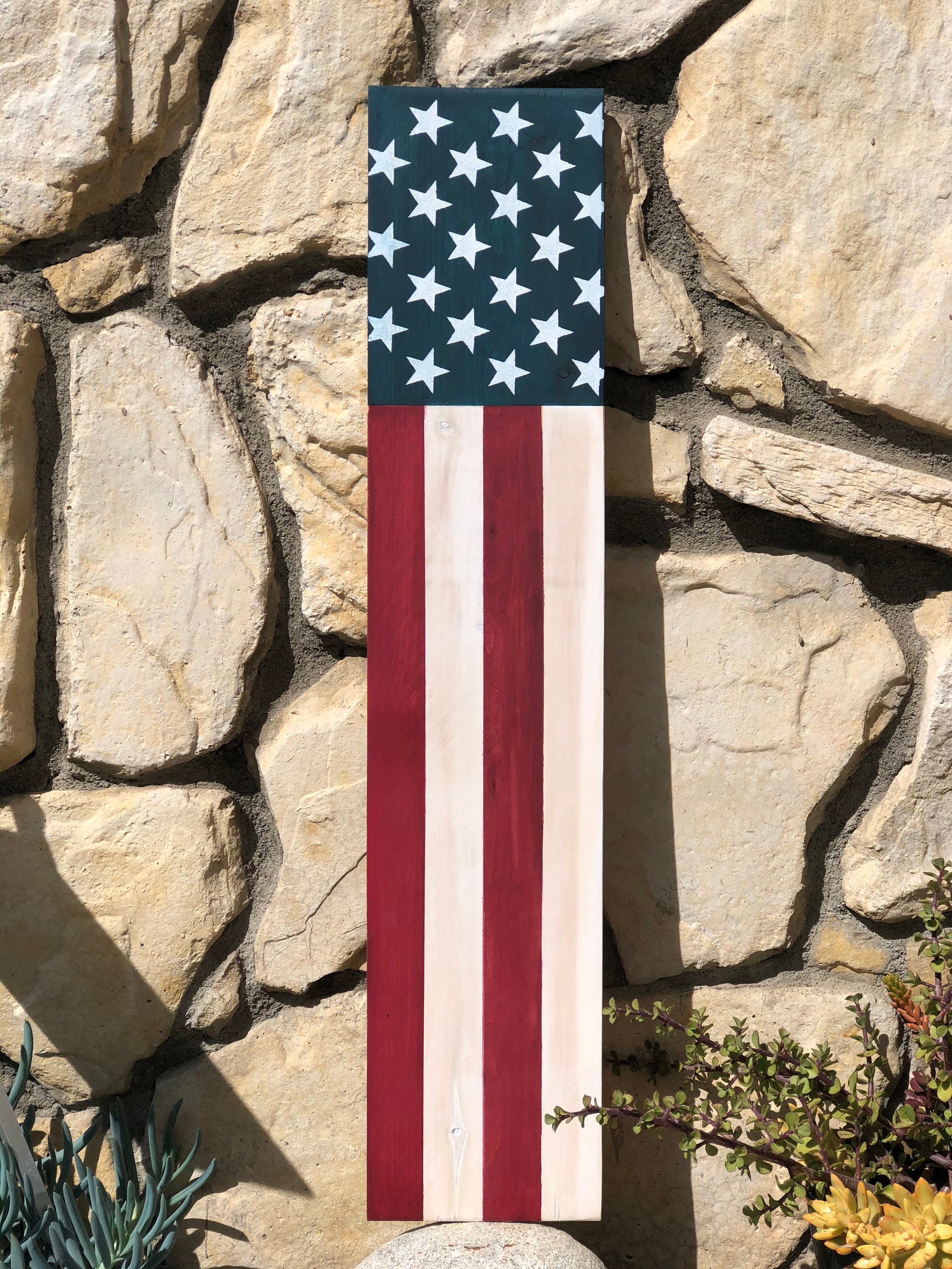 American Flag Leaning Porch Sign - Etsy