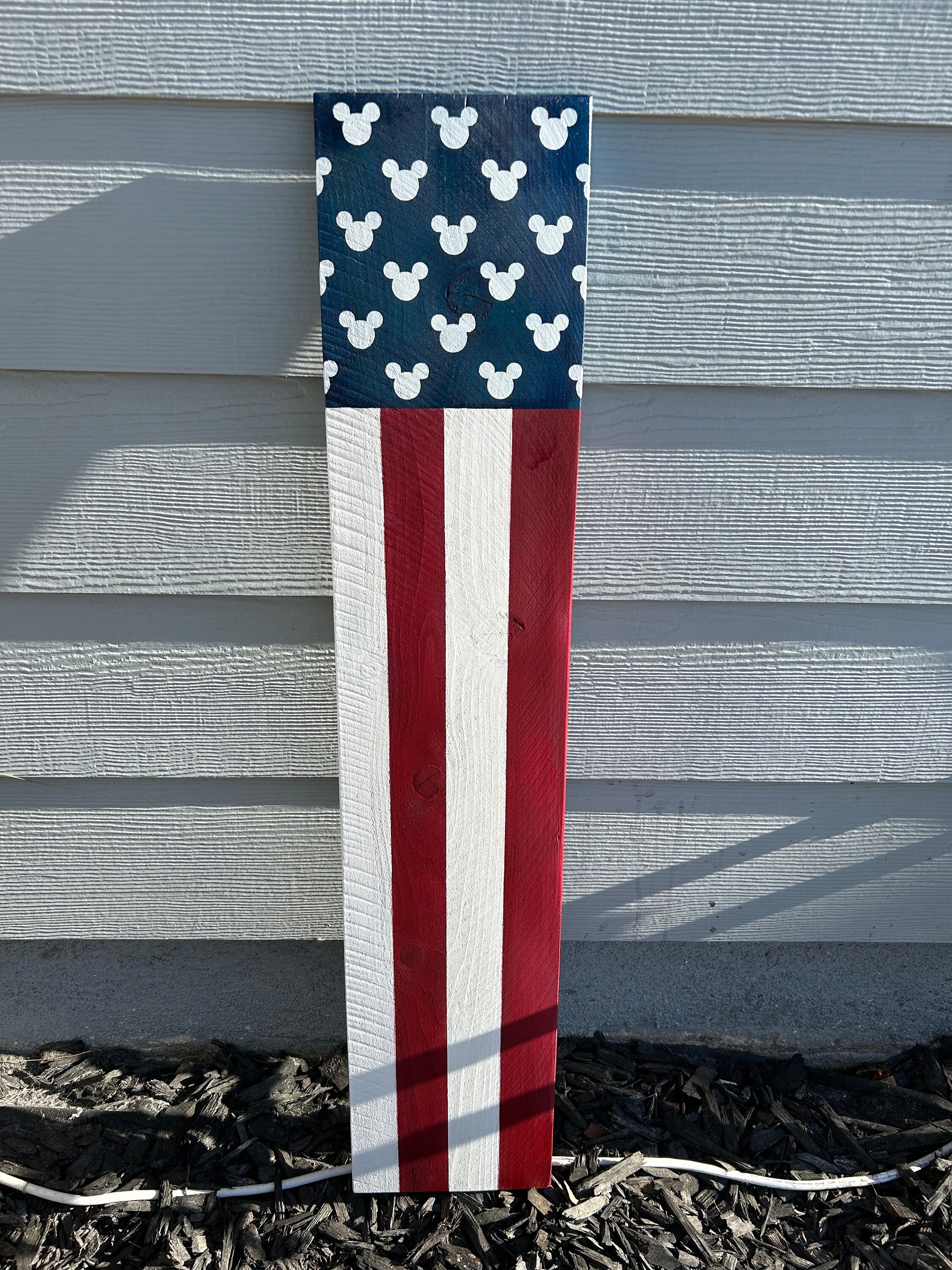 Disney Mickey Mouse American Flag Leaning Porch Sign - Etsy