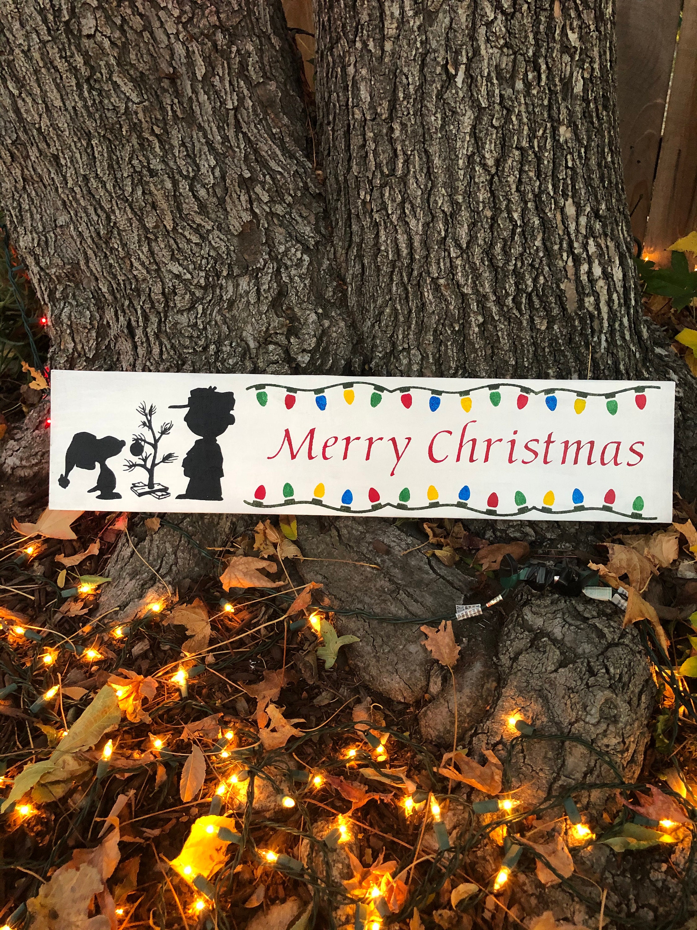 Merry Christmas Charlie Brown Hanging Sign - Etsy