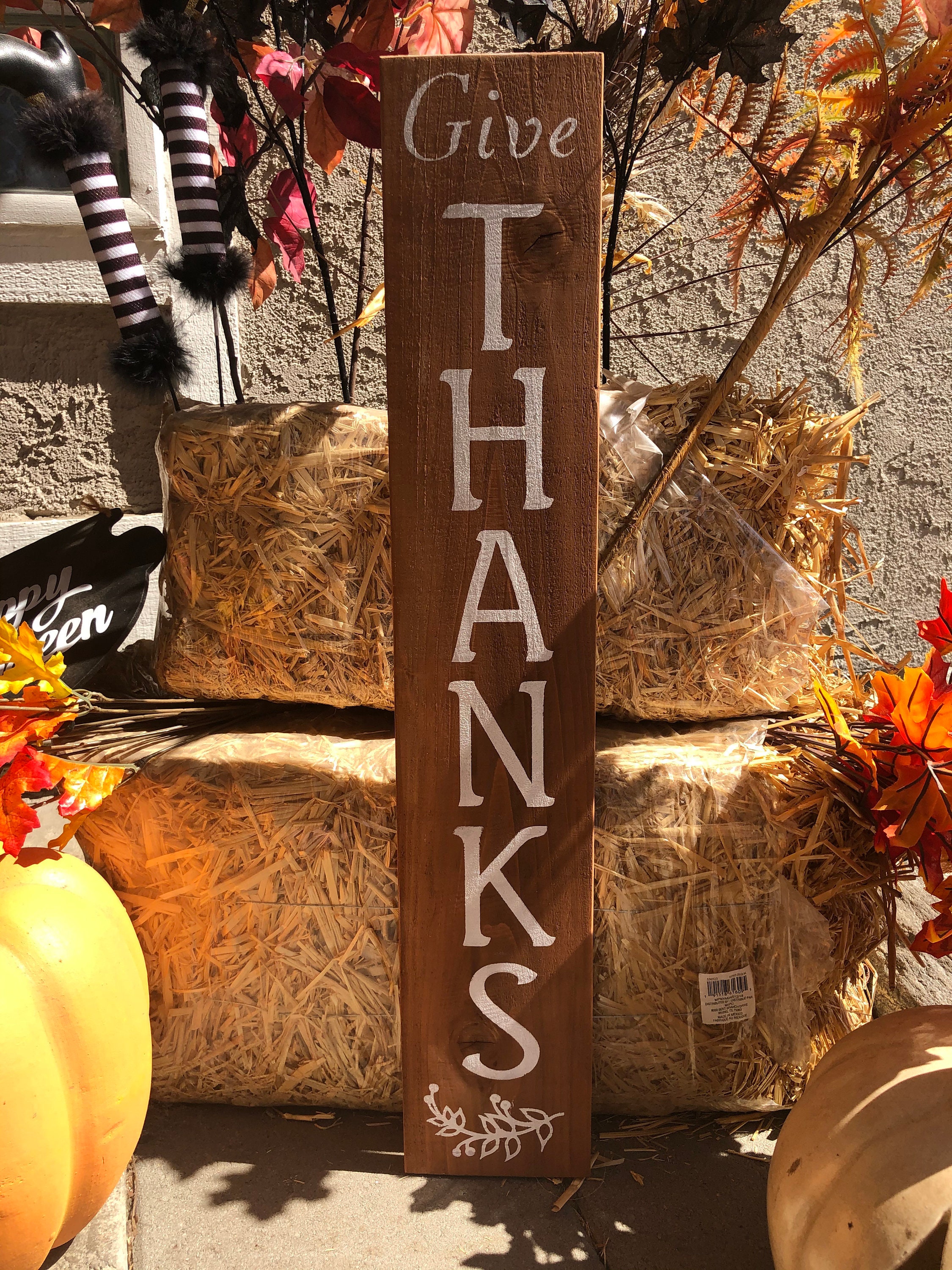 Give Thanks Leaning Porch Sign - Etsy