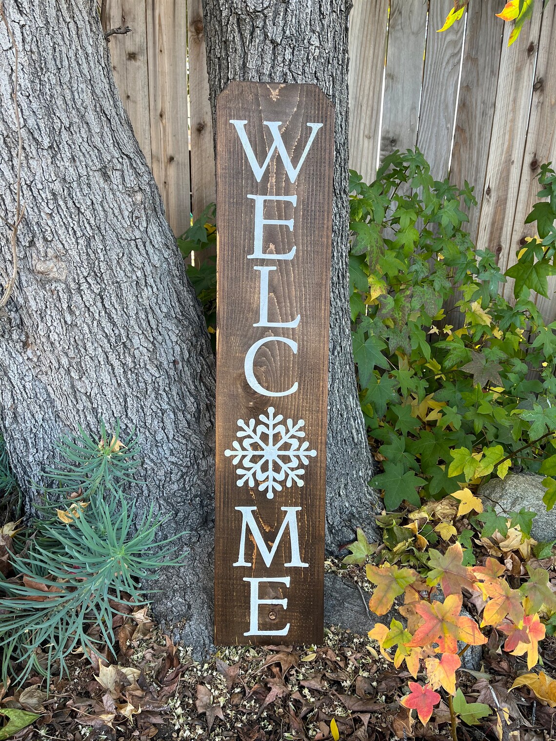 Welcome Leaning Snow Flake Sign - Etsy