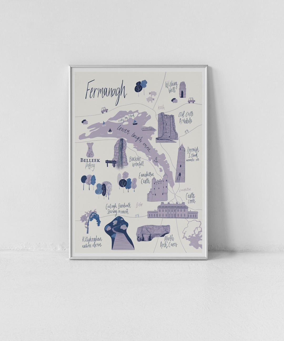 Fermanagh Map for Northern Irish Wall Decor for Fermanagh Lover ...