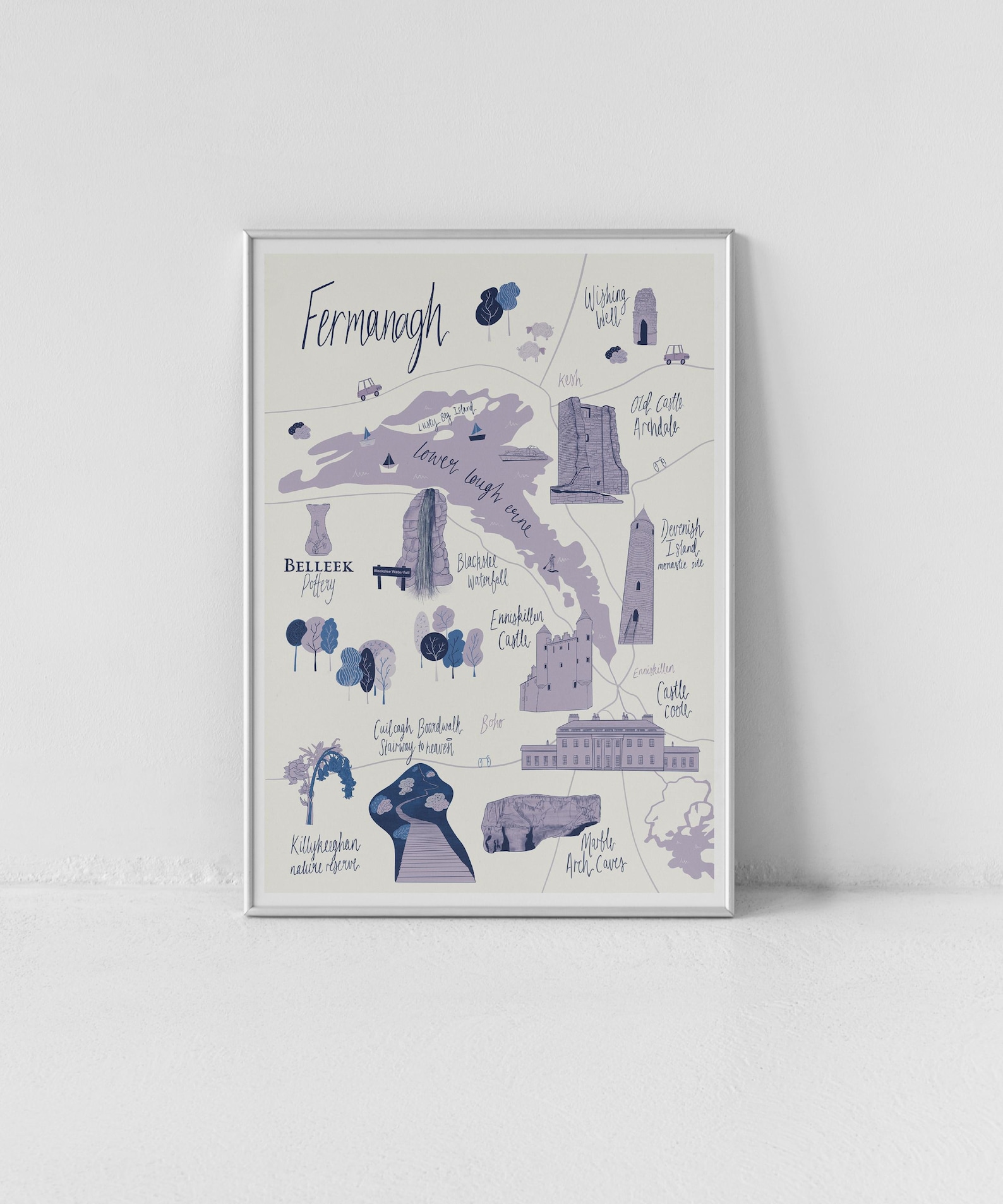 Fermanagh Map for Northern Irish Wall Decor for Fermanagh Lover ...