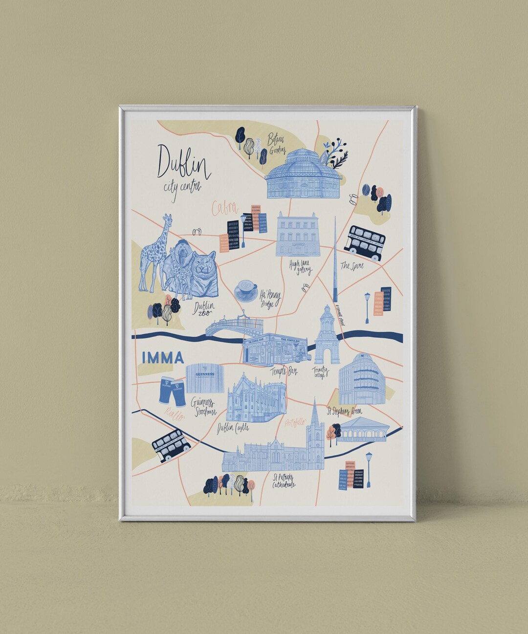 Dublin City Map County Illustrated Map of Dublin Ireland Irish Roadtrip ...