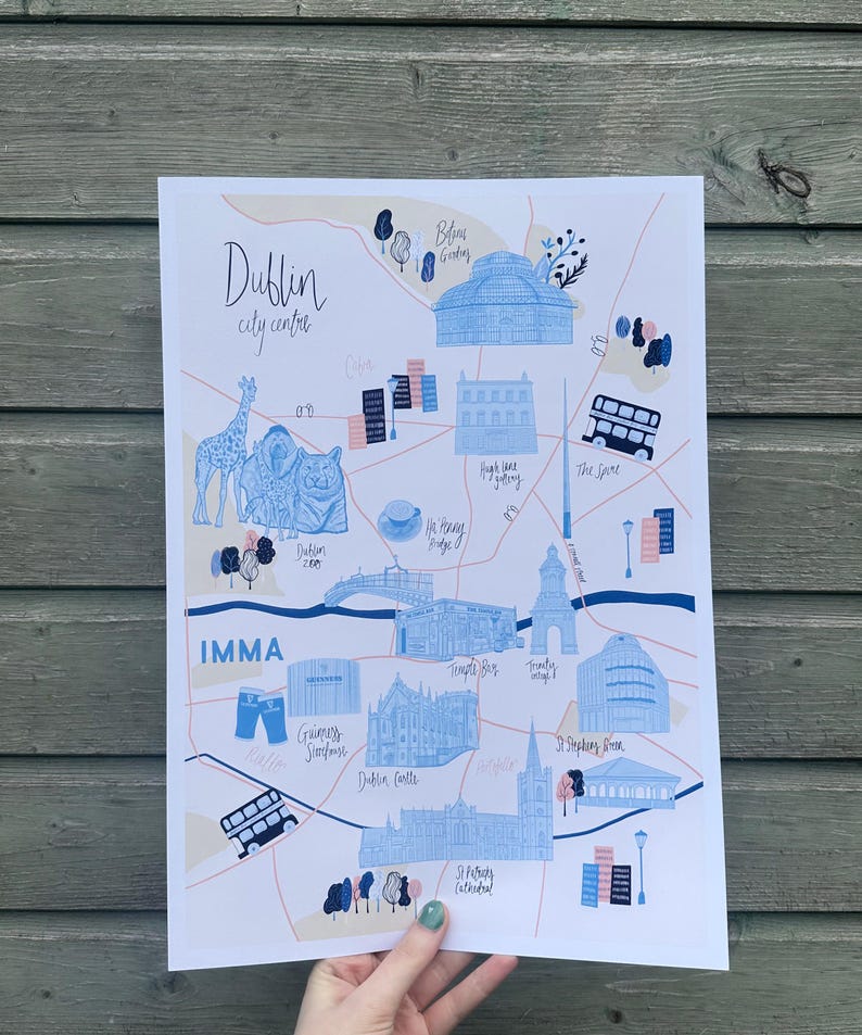 Dublin City Map County Illustrated Map of Dublin Ireland Irish Roadtrip ...