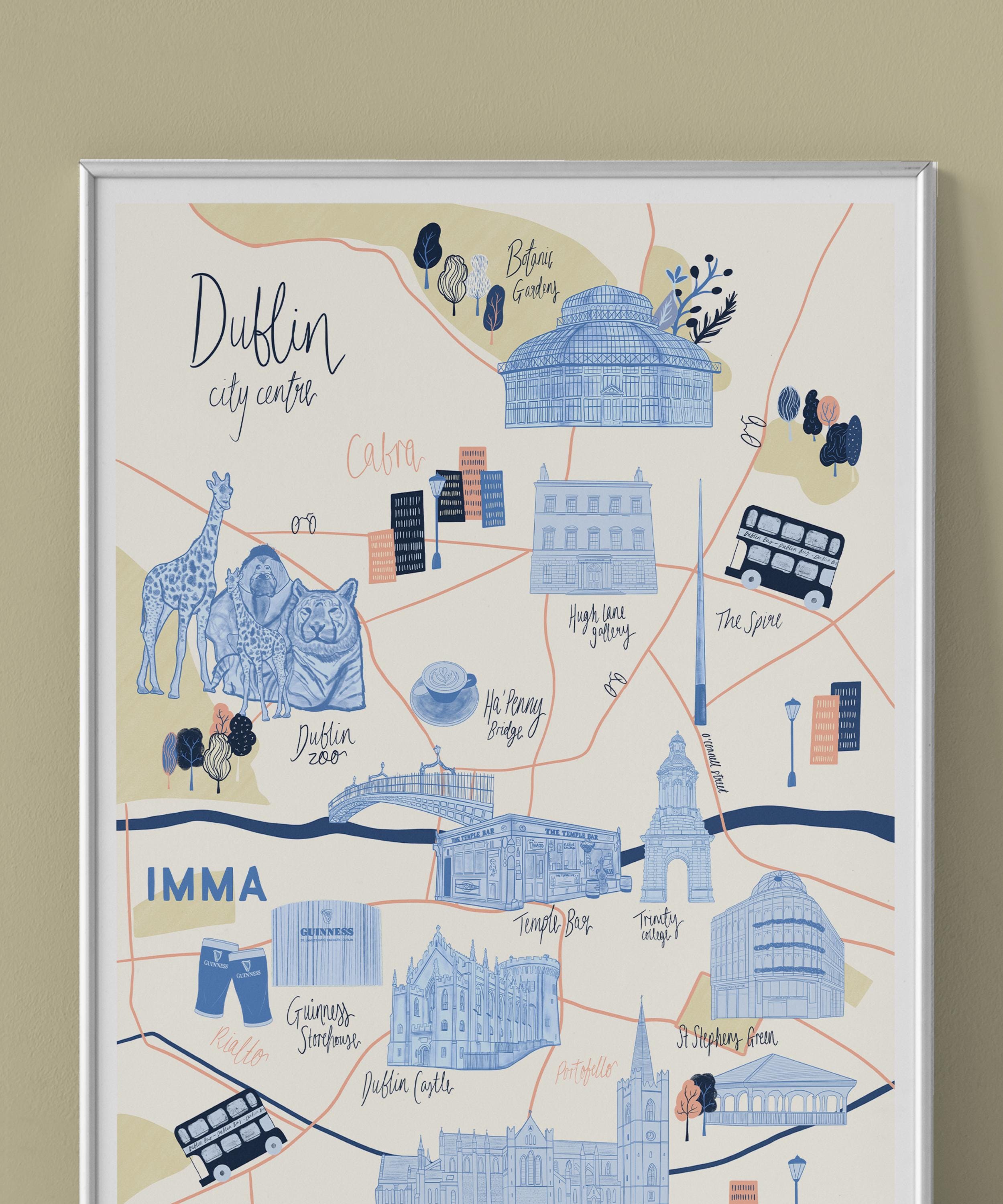 Dublin City Map County Illustration of Dublin Ireland Irish Roadtrip ...