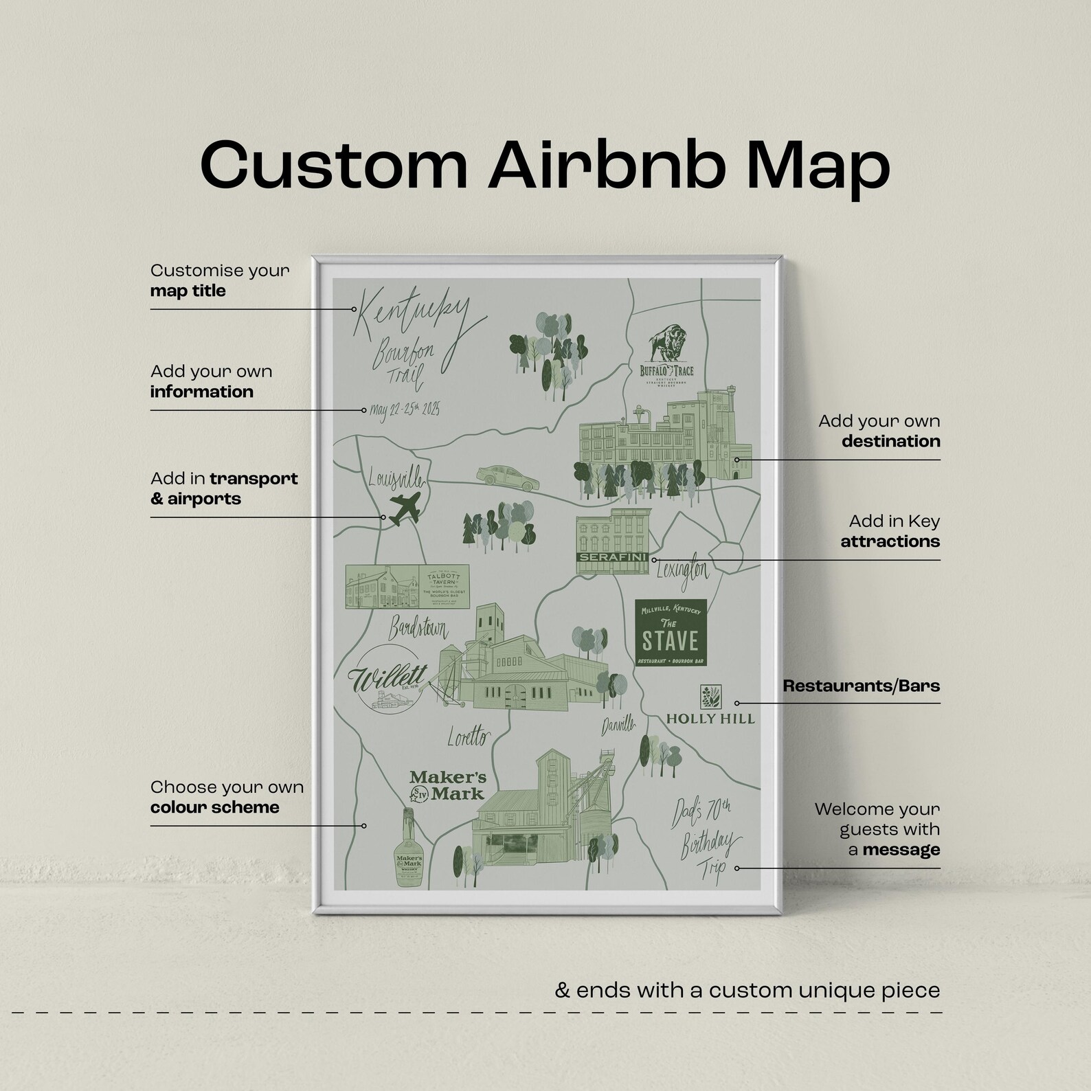 Airbnb Custom Map for Guests for Airbnb Wall Art Map of Travel Location ...