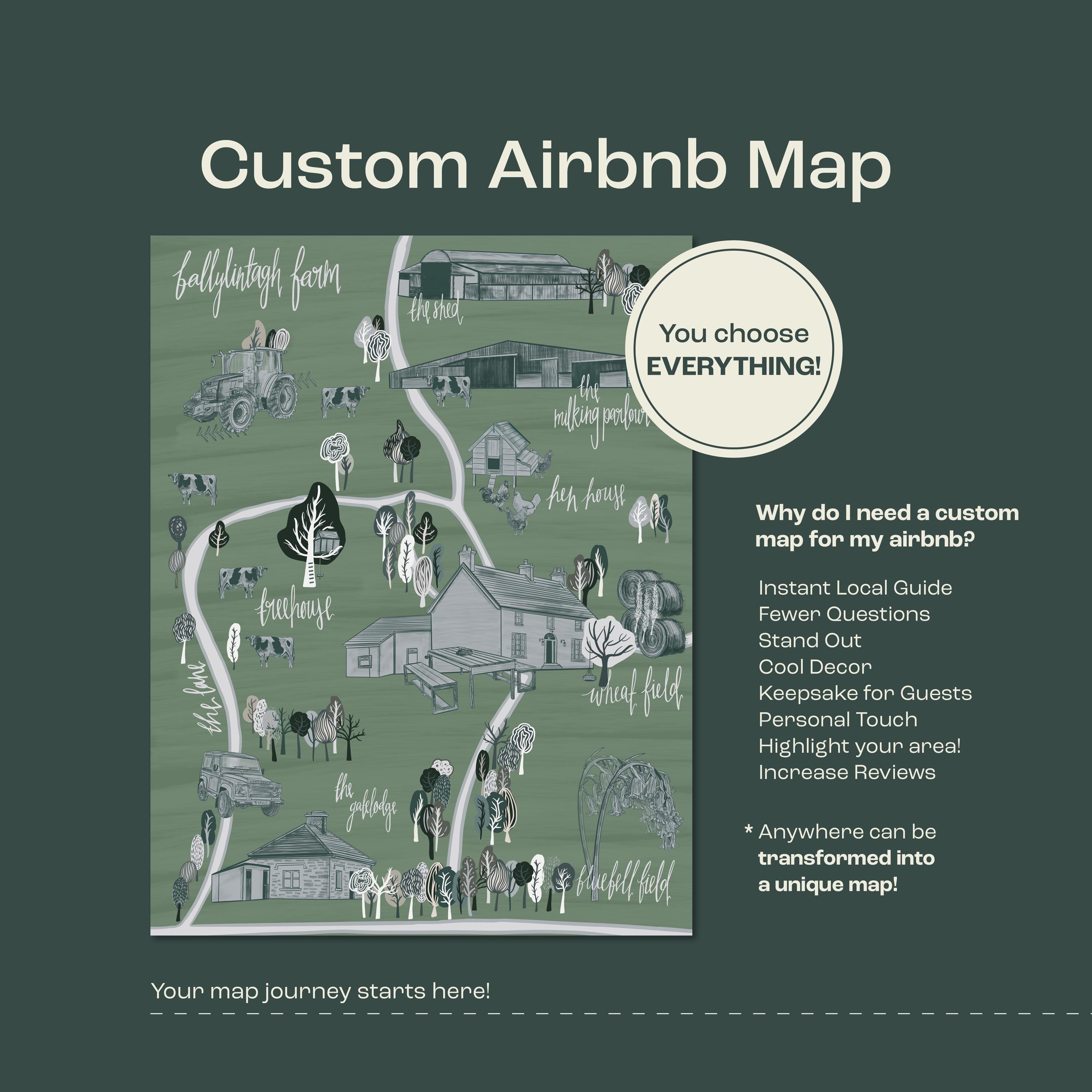 Airbnb Custom Map for Guests for Airbnb Wall Art Map of Travel Location ...