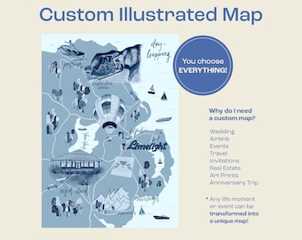 Custom Hand Illustrated Map of Any Place, Wedding, Event, Airbnb ...