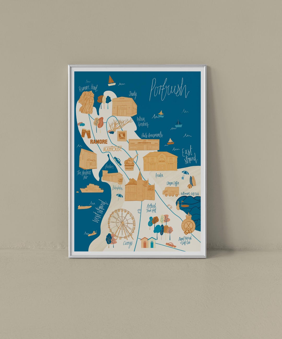 Portrush Northern Ireland Map Print for Irish Open for Golf Lovers ...