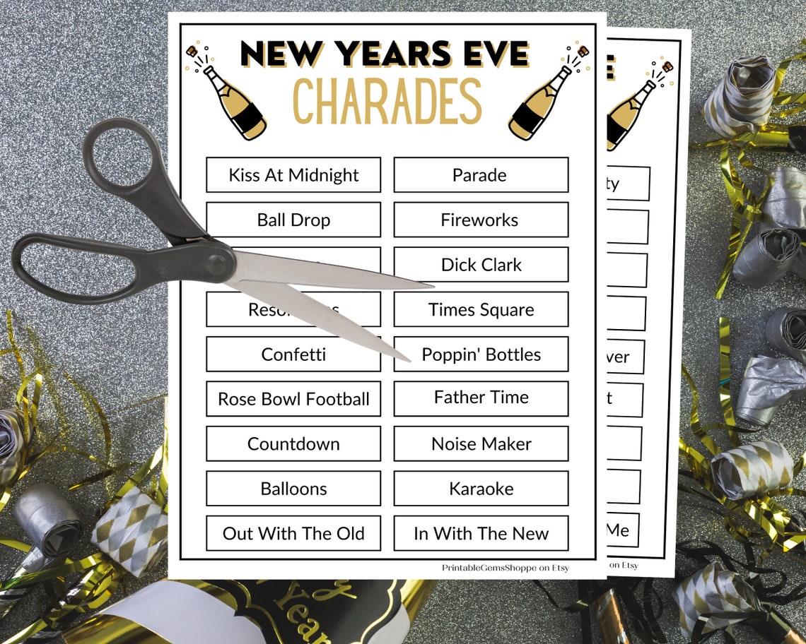 New Years Eve Charades Printable Game | Print at Home Party Game | New ...