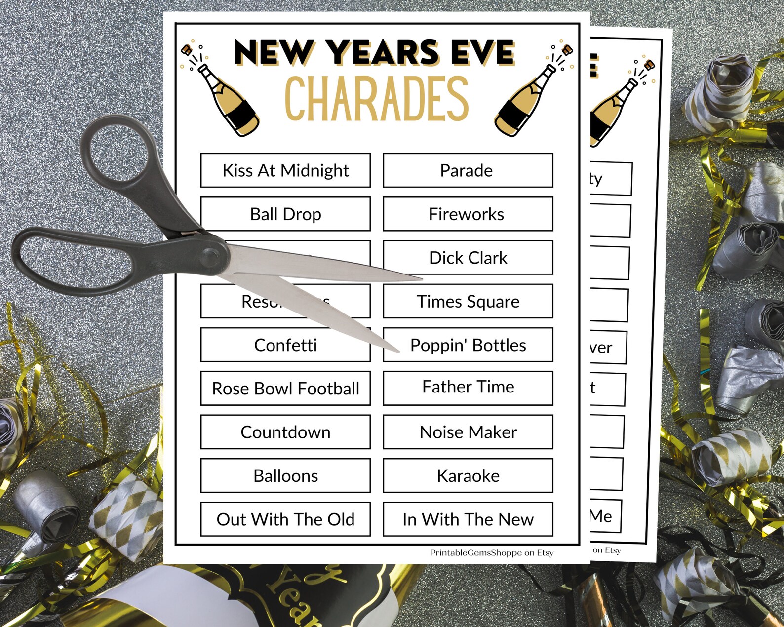 New Years Eve Charades Printable Game | Print at Home Party Game | New ...