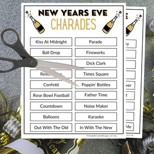 New Years Eve Charades Printable Game | Print at Home Party Game | New ...