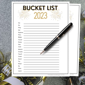 2023 Bucket List | Printable New Years Eve Activity | 2023 Planner ...