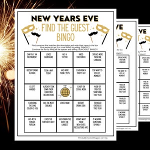 New Year's Eve Find the Guest Bingo Game | New Year Party Icebreakers ...