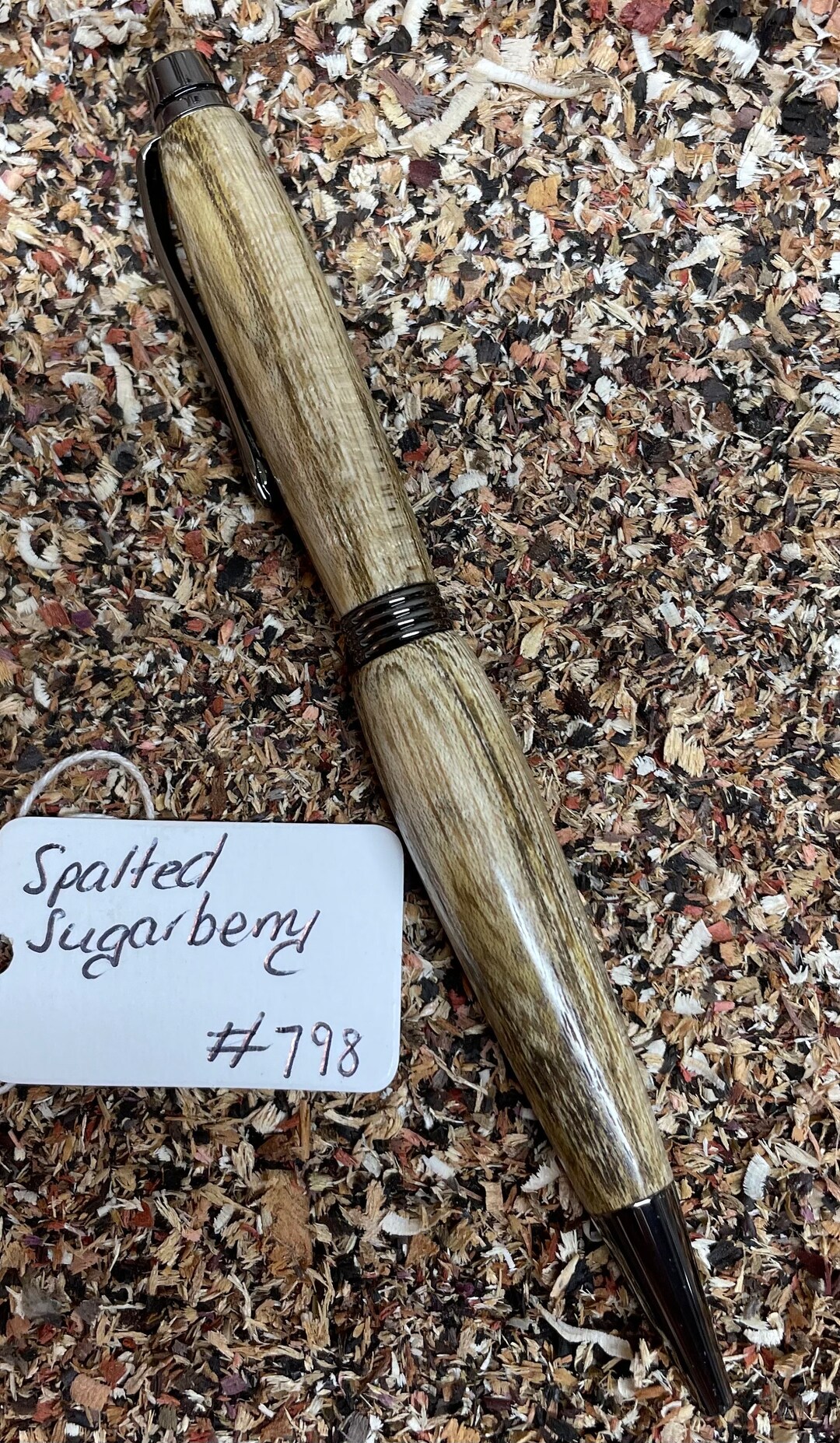 Spalted Sugarberry Hand Turned Streamline Ballpoint Pen With Twist ...