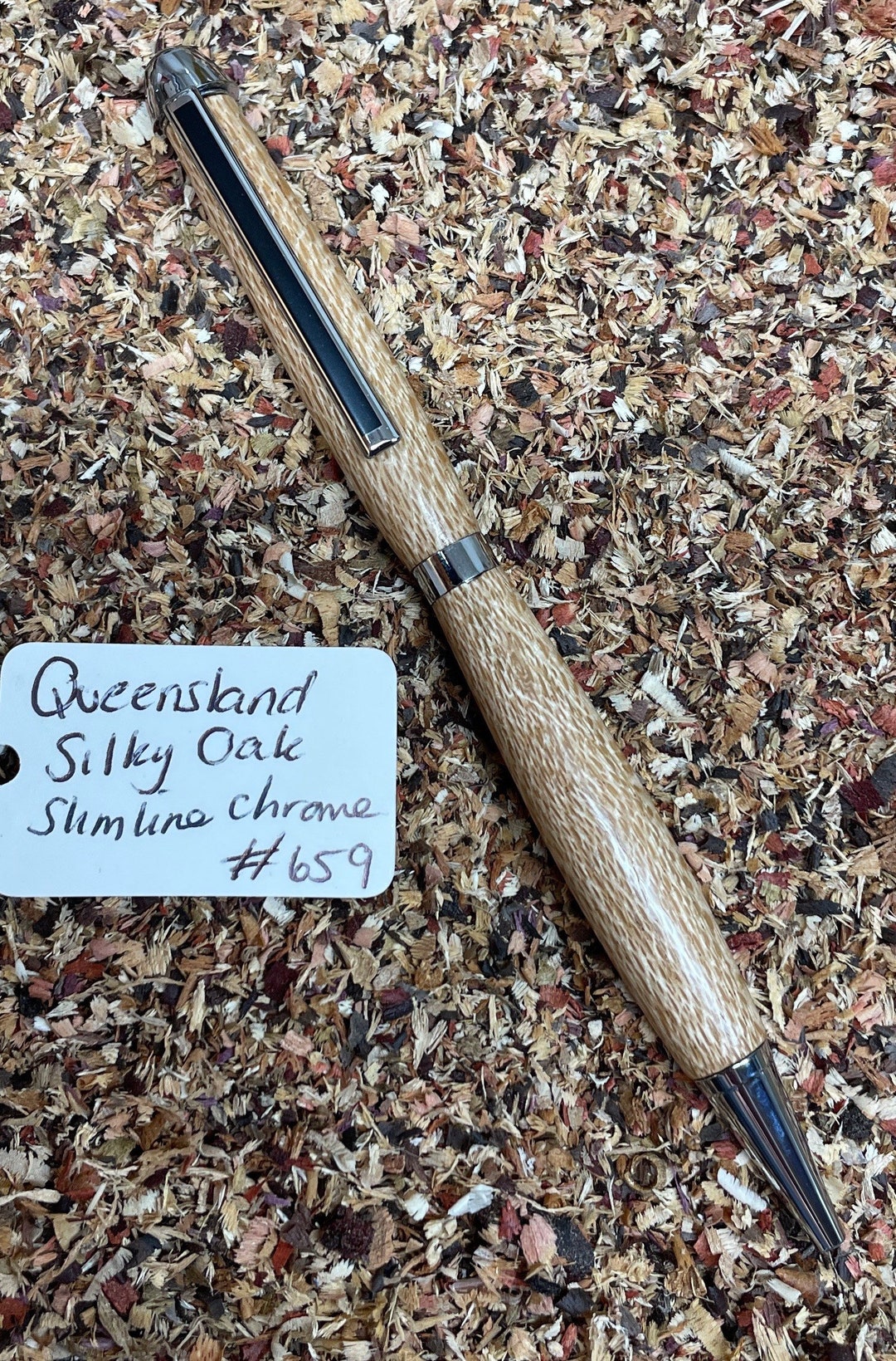 Queensland Silky Oak Wood Hand Turned Slimline Ballpoint Pen With Twist ...