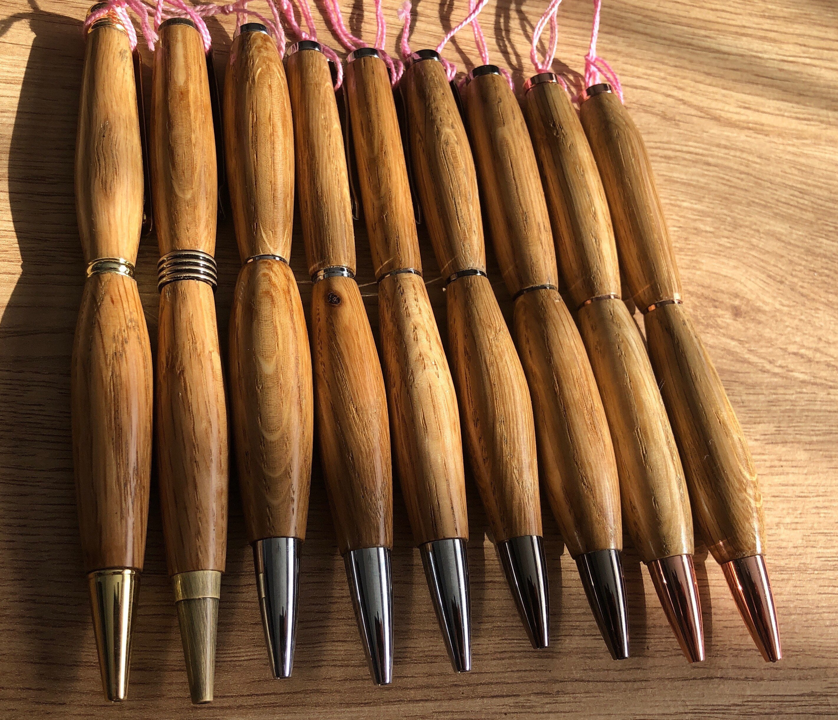 UK Oak wooden hand turned pen with a choice of metal finish. | Etsy