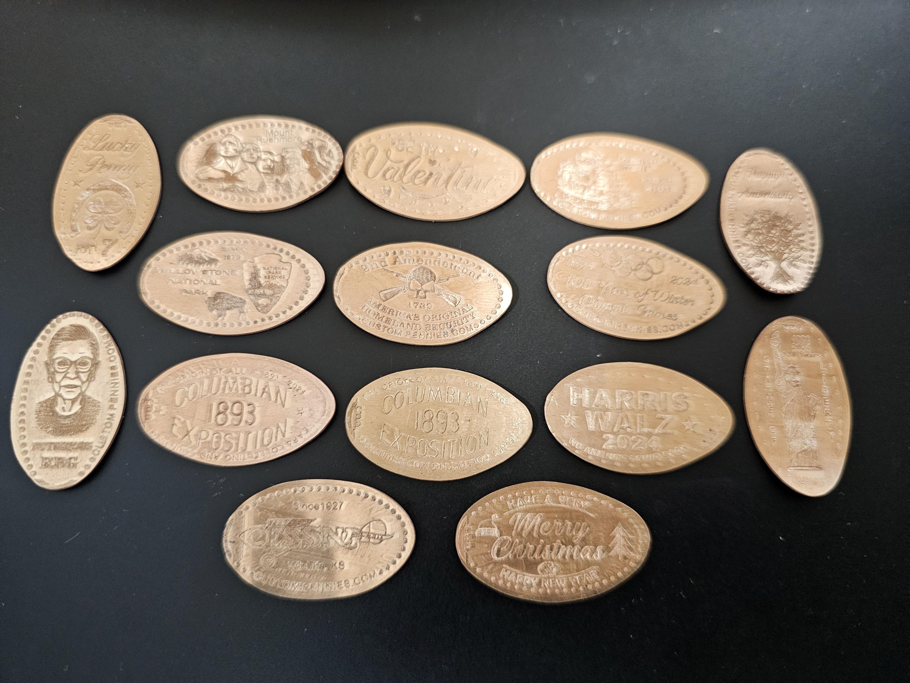 Collectors Package Set of 15 Pressed Pennies Second Batch Smashed Penny ...