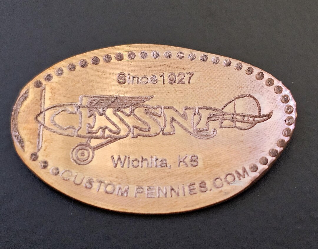 Cessna Vintage Logo Elongated Pennies Pressed Smashed Penny Dimes ...