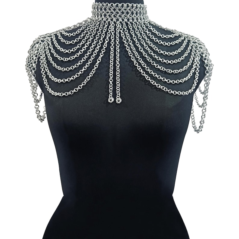 Chainmail Collar Shoulder Jewelry Small Chain Layered Neck Piece ...