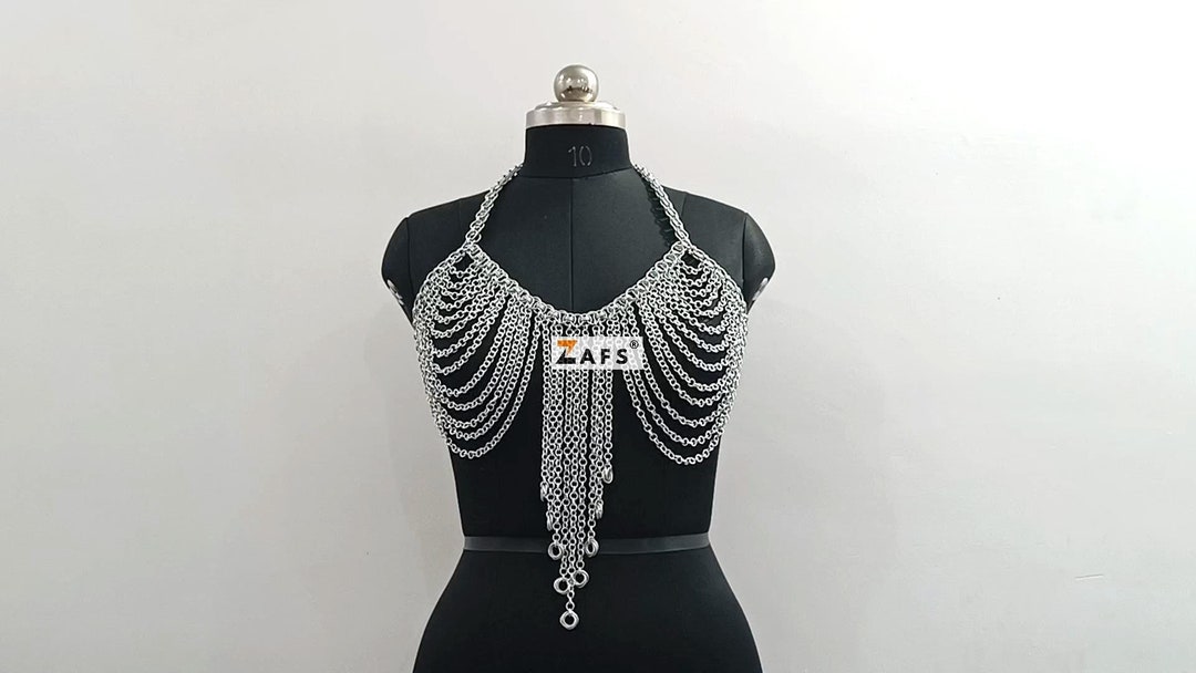 Chainmail Top Bra Metal Aluminum Jump Ring Small Chain Layers Fancy and ...