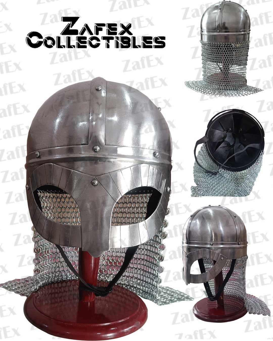Medieval Viking Helmet With Chainmail 18G Mild Steel Armor Knight ...
