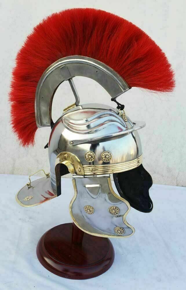 Roman Centurion Helmet With Red Plume 18 Gauge Mild Steel Historical ...