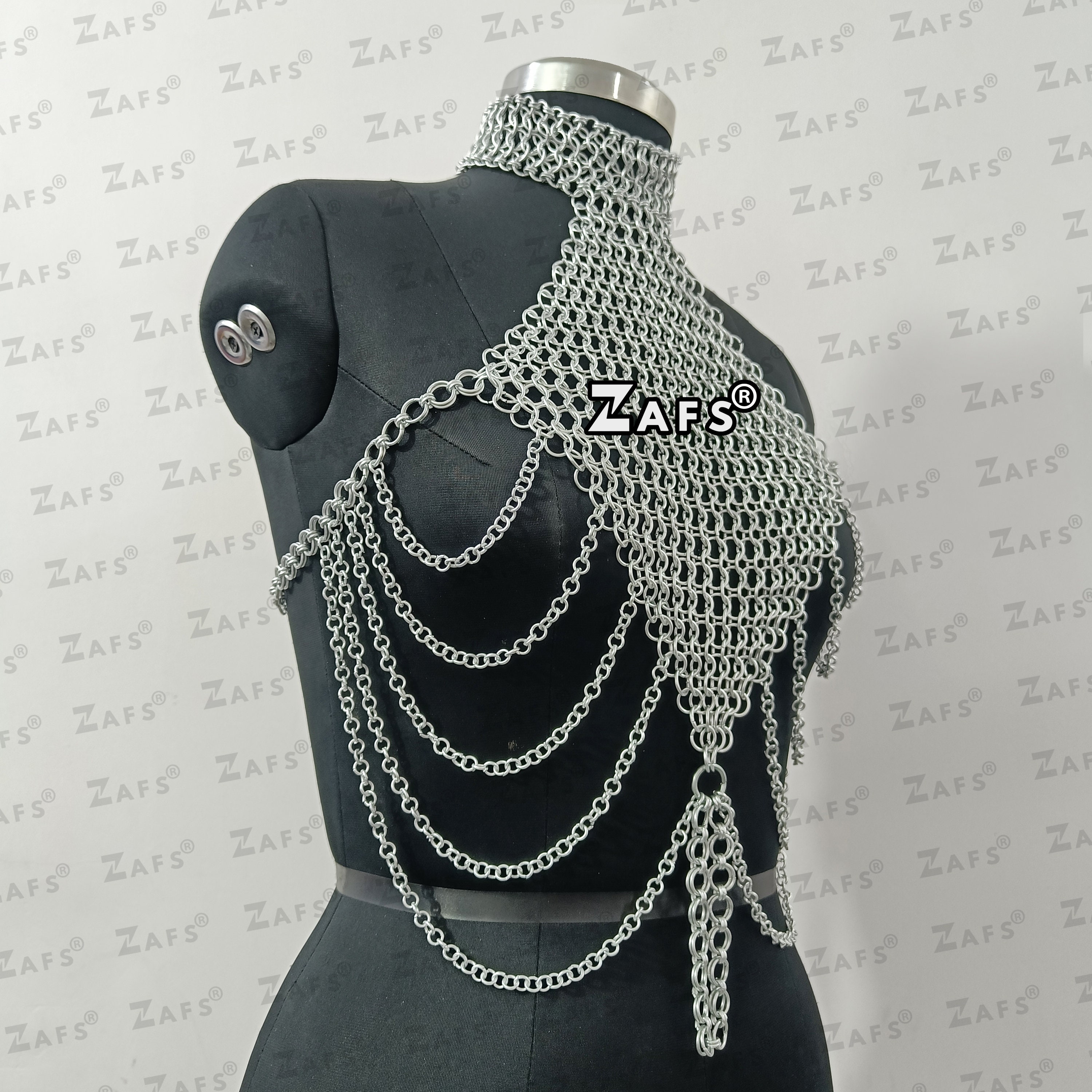Silver Chainmail Body Chain - Festival Armor - Metal Bra Top - Costume ...