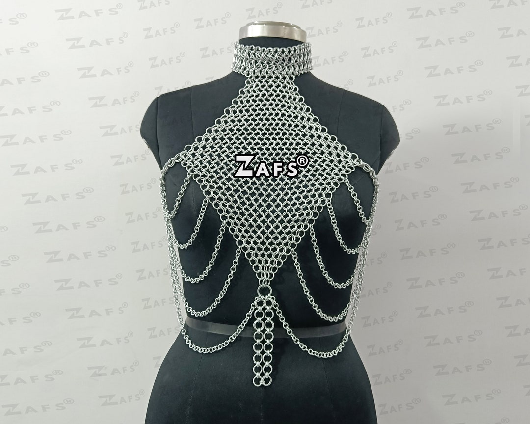Chainmail Top Body Jewelry Aluminum Jump Ring Small Chain Layers, Ren ...
